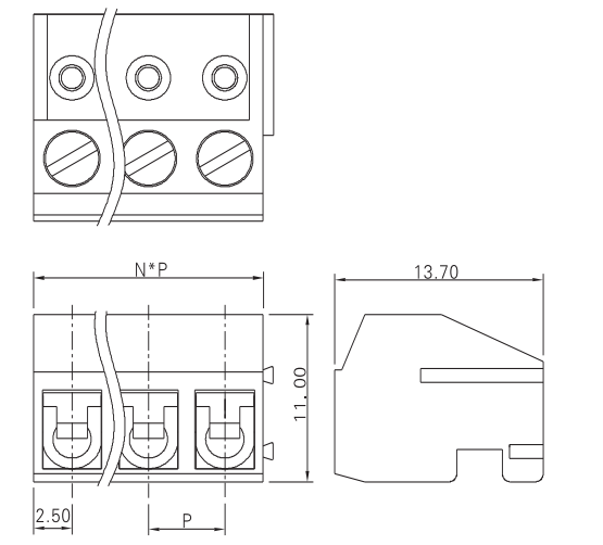 Customized 2 Pin Terminal Block Connector With PA66, UL94V-0 Case